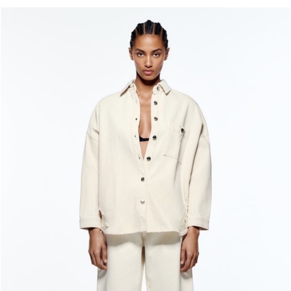 Zara | Tops | Zara Ripped Oversized Overshirt | Poshmark